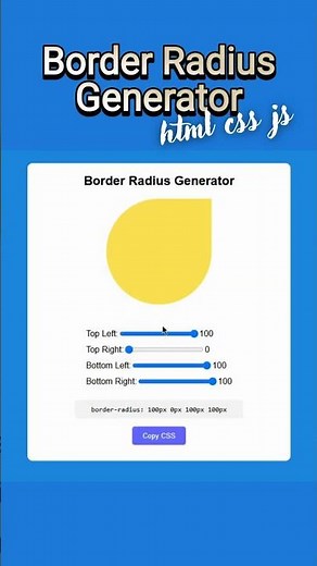This Border Radius Generator is So Satisfying! 🔥 | HTML CSS JS #shorts
