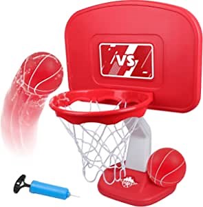 Pool Basketball Hoop Poolside Pool Water Basketball Game, 2 Balls and Pump, Swimming Pool Basketball Hoop for Pool/Outdoor/House Toy