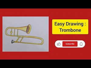 Easy Drawing : Trombone - Musical Instrument | How to Draw Trombone | ‪@KalakritArtStudio‬