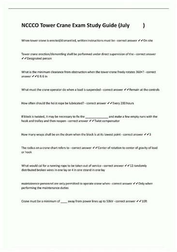 NCCCO Tower Crane Exam Study Guide July 880 new video