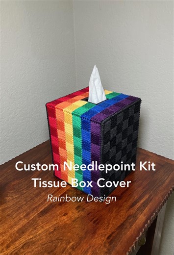 Custom Needlepoint Tissue Box Cover Kit – Rainbow Stripes - Etsy