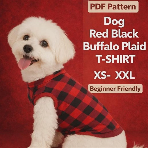 Dog T-shirt Sewing Pattern PDF | Buffalo Plaid Shirt | Beginner Friendly XS–XXL - Etsy UK