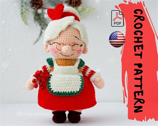 Crochet Pattern: Mrs. Santa Claus, the Christmas Granny Amigurumi (PDF) - Etsy