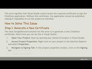 Resolving the ClickOnce Certificate Not Found Error in Visual Studio