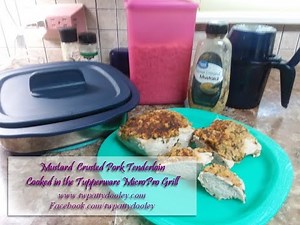 Mustard Crusted Pork Tenderloin cooked in the Tupperware MicroPro Grill