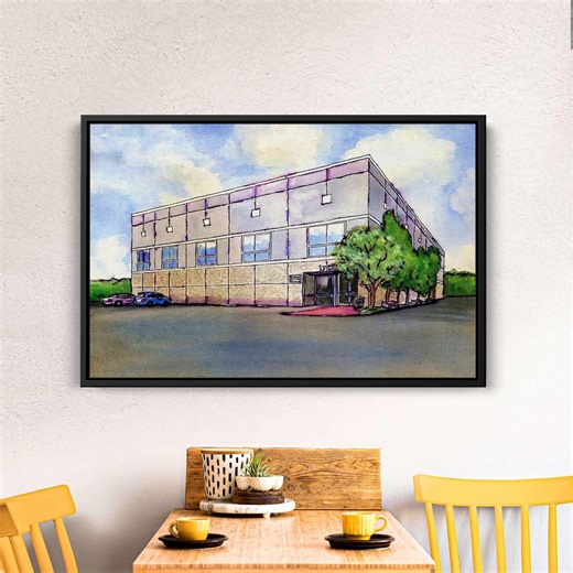 The Office Painting Canvas, Pam Beesly Office Building Watercolor Wall Art, the Office 2005 - Etsy