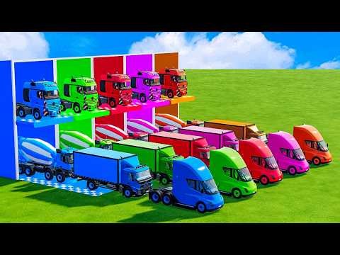 Colorful Garage FS22 - Mixer Truck With Flatbed Trailer, Tesla, Mercedes, Box Trailer