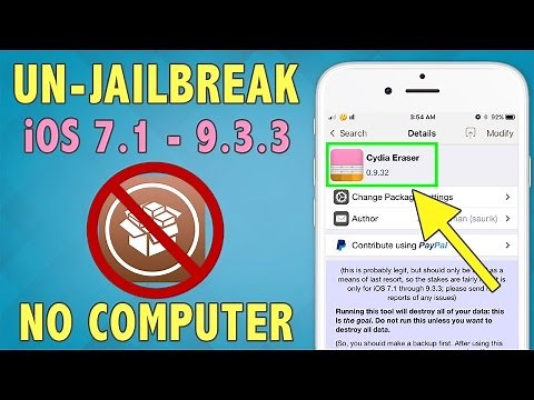 How To Unjailbreak/Remove Cydia (iOS 9.3.3) w/ Cydia Eraser | Restore Without Updating (No Computer)