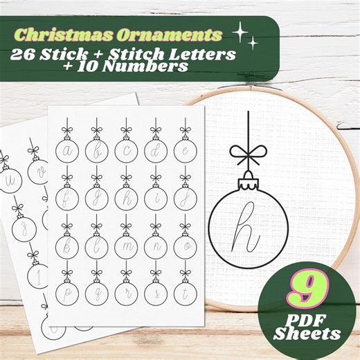 Christmas Alphabet Hand Embroidery Patterns, Holiday Letter PDF Stick and Stitch Design, Initial Ornament Crafts, Festive Stitch Pattern - Etsy