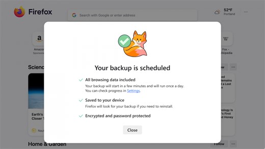 Firefox 146 with Backup Function and Post-Quantum Cryptography