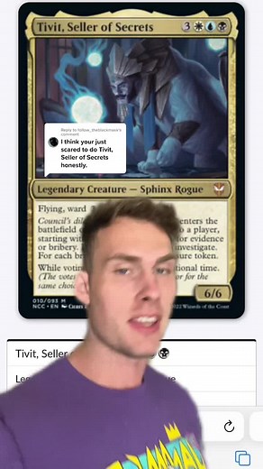 Replying to @follow_theblackmask Tivit, seller of secrets #mtgtiktok #mtgcommander #mtgedh #mtgfam #mtgcommunity #mtgcards As if esper goodstuff needed card draw and treasure