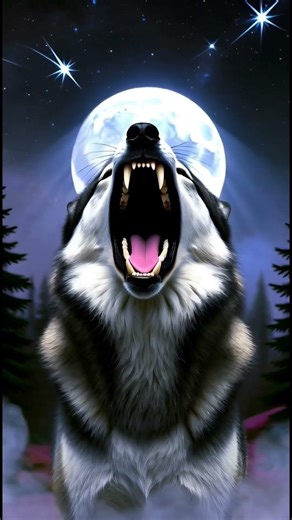 Funny Chilling Wolf Howl Under Full Moon - Don't Laugh