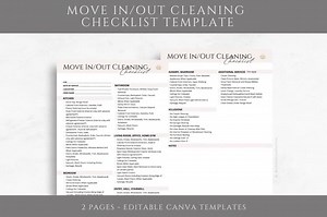 Move In/out Cleaning Checklist, Editable House Cleaning Checklist, Professionally Designed Form for Cleaning Service Business, Canva Design - Etsy