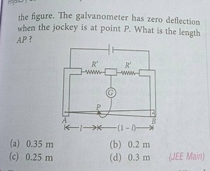 the figure. The galvanometer has zero deflection when the jockey is at point P . What is the length A P ?