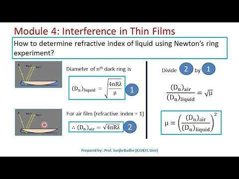 Refractive index of liquid using Newton's ring experiment