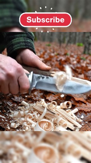Sharpening a Stake Tip Above Autumn Leaves | Heavy Wood Shaving ASMR