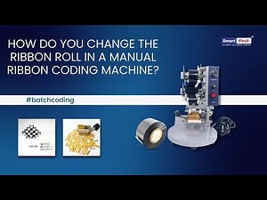 How do you change the ribbon roll in a manual ribbon coding machine?