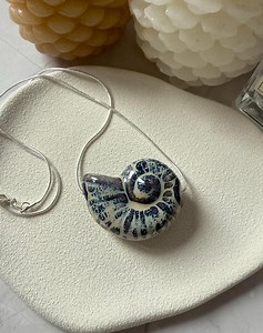 Blue Ceramic Conch Shell Pendant Necklace - Etsy