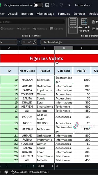تجميد الصفوف والاعمدة في اكسل figer les volets #excelsimple #tableaucroisedynamique #المعلوميات #formationexcel #excel #macros #comptabilite #الإكسيل #bureautique #gestion #finance #vba
