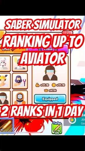 Saber simulator ranking up to aviator ! 2 ranks in 1 day! #sabersimulator #roblox #sabersim
