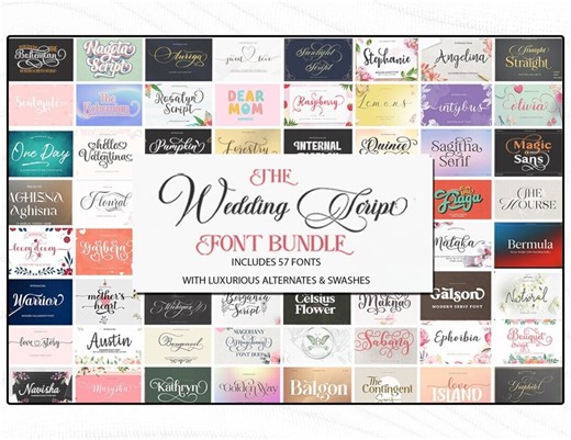 Wedding Font Bundle: 57 Calligraphy, Script, & Handwritten Fonts - Etsy