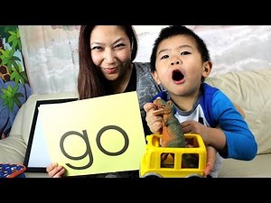 Learning Time! Read & Spell the Sight Word "GO": Boy Races Dinosaur