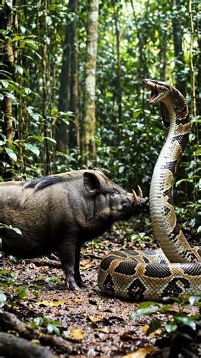 wild boar vs python