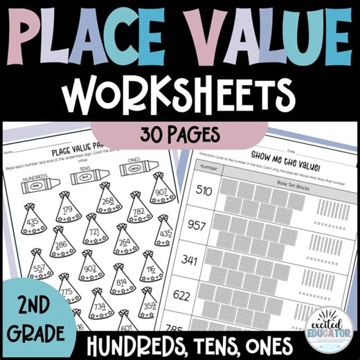 2nd Grade Place Value Worksheets | Hundreds, Tens, and Ones Practice Pages