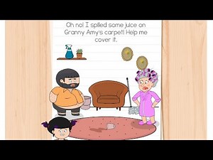 Brain test 4 Level 14 I spilled some juice on granny Amy carpet help me cover it Walkthrough