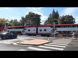 JPBX 321 Caltrain Commuter Train North | Ravenwood Ave. Railroad Crossing, Menlo Park CA