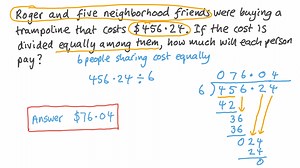 Solving Word Problems by Dividing a Decimal by an Integer