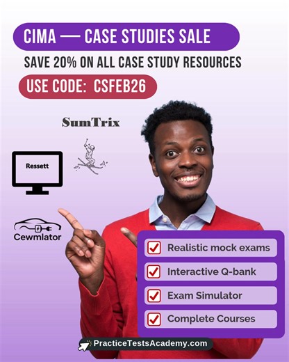 Pass Your CIMA OCS, MCS, and SCS Exams with High-Quality Study Materials and a Real Exam Simulator Preparing for the CIMA Case Study exams — OCS, MCS, or SCS — is not just about knowing the theory. It’s about applying it under pressure, structuring your answers clearly, and thinking like a finance professional. That’s why at Practice Tests Academy, we’ve created realistic CIMA Case Study resources designed to help you perform confidently in the real exam — including full exam simulators, timed m
