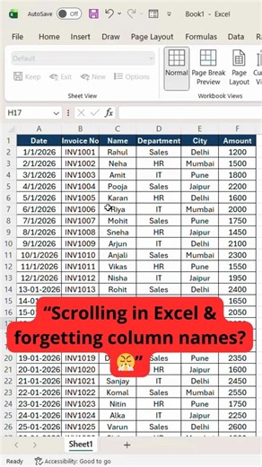 Excel Freeze Panes Trick 🔒 | Never Lose Headers Again!#ExcelTips #FreezePanes #ExcelShorts