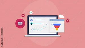 Sales software digital application - Saas technology - cloud computing business analytics solution concept. 2d animation 4k video clip.