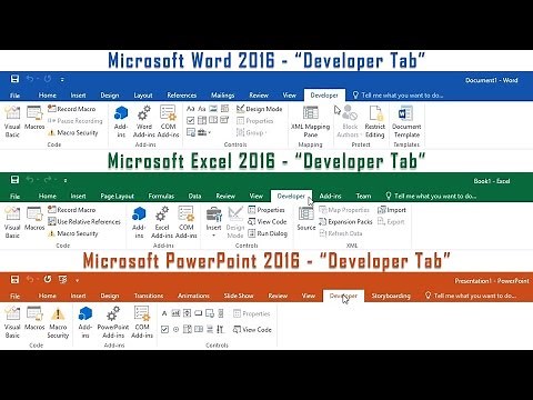 Microsoft Office 2016 - How to enable the Developer Tab in Word, Excel & PowerPoint