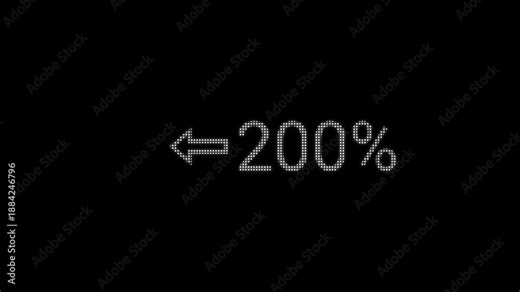 Fast Motion Pixel Percentage Animation. 0 to 200 Percent Digital Number Counter