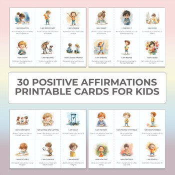 Positive Affirmation Therapy Cards for Kids Printable School Psychotherapy Tools
