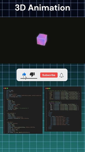 🤯 3D Rotating Cube You Can’t Stop Watching! #Shorts #webdesign #cssanimation #programming#coding#css