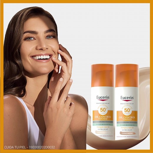 ¿Buscas protección solar para pieles grasas y con impurezas? Descubre el protector solar Eucerin Oil Control en sus tonos claro y medio, co-creado con Make-Up Artist para una piel uniforme. Y tú, ¿ya te protegiste del sol hoy? 🧡 #Eucerin #OilControl #Skincare #PielGrasa | Eucerin
