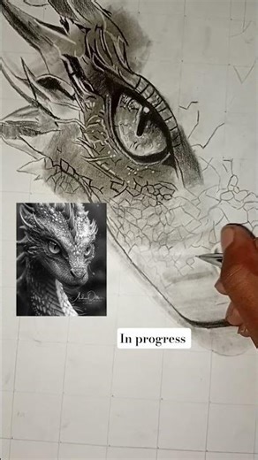 hyper realistic dragon drawing in progress