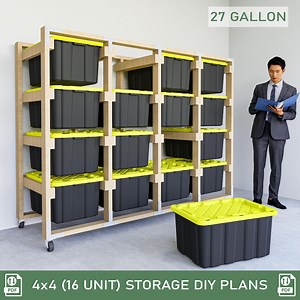 DIY 27 Gallon Tote Storage Rack Plans, 16 Unit Garage Shelving (digital Download) - Etsy
