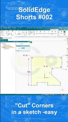 SolidEdge Shorts #002 - Filet/Round Corners in a sketch - easy