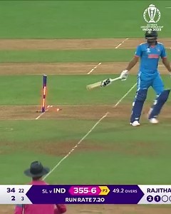 Sri Lanka keep India quiet in the final over with two run-outs 👀 #CWC23 #INDvSL | ICC - International Cricket Council