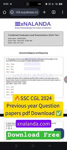🎉SSC CGL previous year question papers Download ✅
