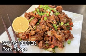 Easy & Simple way of cooking SALT & PEPPER PORK CHOPS | Restaurant-style Recipes Ingredients: Pork Loin Slices (Tapered cut) - 600 grams Cooking Oil - 2 tbsp Chopped garlic - 5 to 6 cloves Sliced Onion - 1 medium size Chopped Ginger - 1 thumb size Red Bell Pepper diced - 1 small size Green Bell Pepper diced - 1 small size Spring onion - 4 to 5 stalks Crushed Black pepper - 1 tsp Salt - 1 tsp Lemon extract - 2 tbsp Marinade: Black pepper powder - 1/4 tsp Salt - 1 tsp Liquid seasoning - 7 to 8 dro