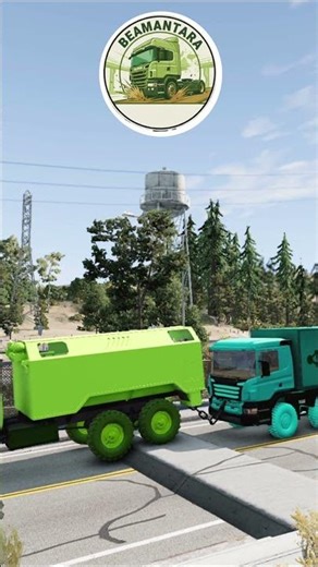 BeamNG Truck Eps. 28 EXTREME TOWING CHAIN Lime Tanker Tows Aqua Box Trailer Tows Camper Over Ramp