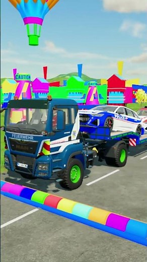 MAN Truck Flatbed Transporting Police Cars | FS22 Realistic Gameplay 🚓