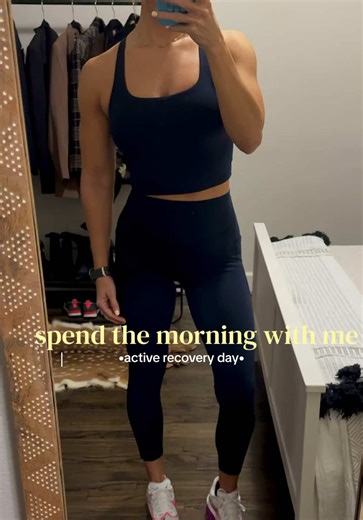 Spend the morning with me on an active recovery day ✨🧘🏼‍♀️💪 These are some of my favorite mornings because I get to slow things down and actually enjoy the start of my day. Lately, my active recovery looks like pilates and an easy treadmill walk just enough movement to shake everything out and get ready to hit it hard again for my next strength day 💪👌 Pre-workout isn’t necessary on recovery days, but I’ve been loving a small sweet treat before 😋 Do you do pilates or use the mini ball? How 