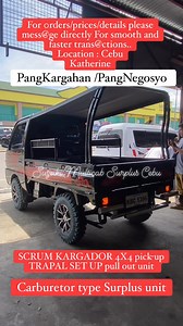 SCRUM 4x4 trapal set up unit..kargador offroad l..For 0rders/prices/details please 📩 directly For smooth and faster trans@ctions.. Location : Cebu Katherine #suzuki #suggestedforyou #multicab #SURPLUS #4x4 #4x4life #4x4Truck #4x4offroad #4x4Nation #fypシ゚viralシ #fypシ゚viralシfypシ゚viralシalシ #ofwlifereels #ofwreels #NegosyongPangMasaAtParaSaMasa #japansurplusph #pangkargahan #PangNegosyo #pickuptruck #pickup | Suzuki Multicab Surplus-Cebu
