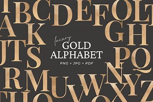 Gold Foil Alphabet Clipart: Luxury Monogram Letters (PNG) - Etsy